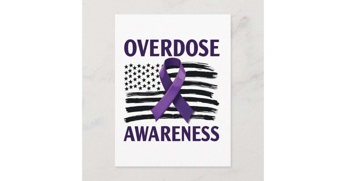 Overdose Awareness Month American Flag Ribbon Invitation Postcard | Zazzle