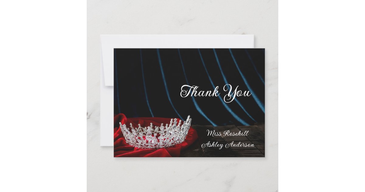 Pageant Crown Flat Thank You Card | Zazzle