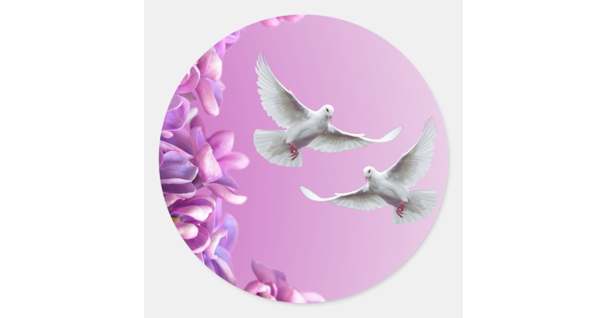 Pair Of Beautiful White Doves Classic Round Sticker | Zazzle