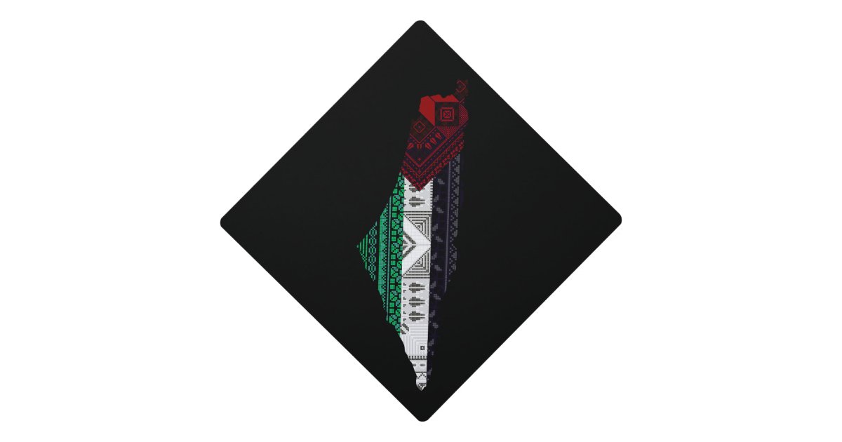 Palestine Embroidery tatreez Pattern flag map free Graduation Cap ...
