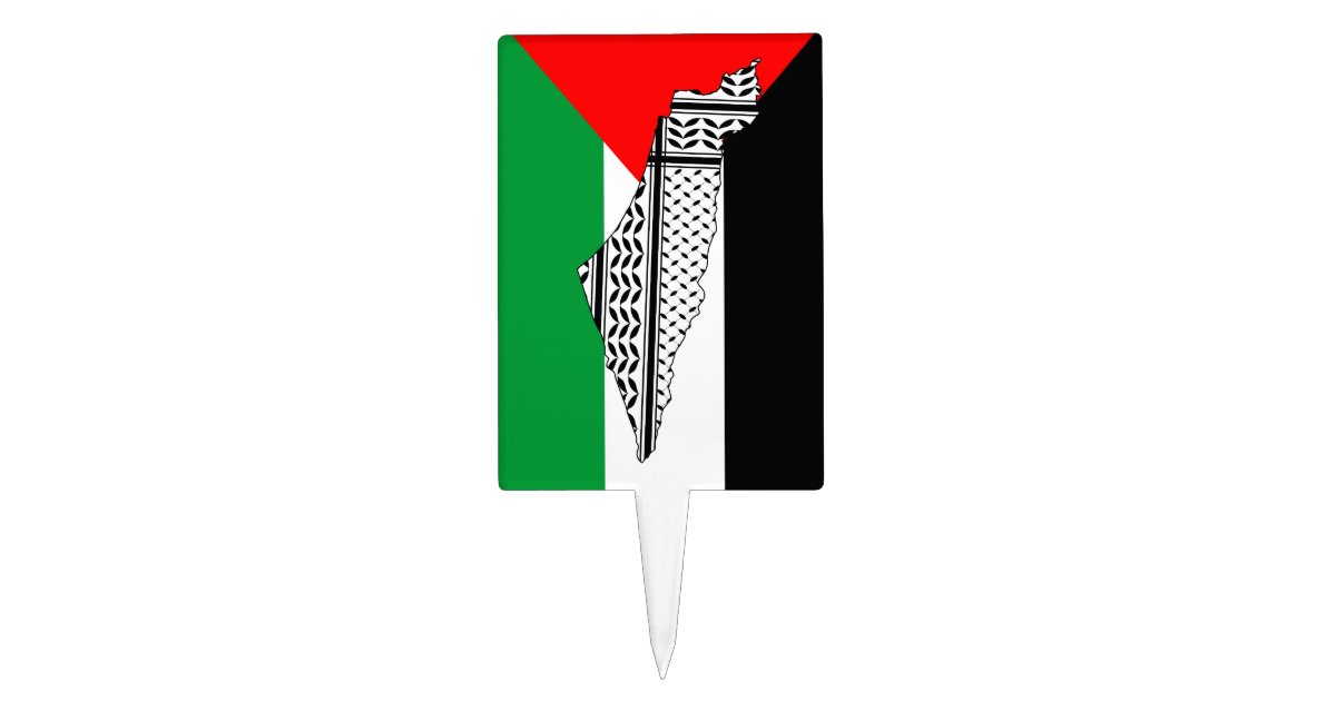 Palestine Flag and Map with Keffiyeg Pattern Cake Pick | Zazzle