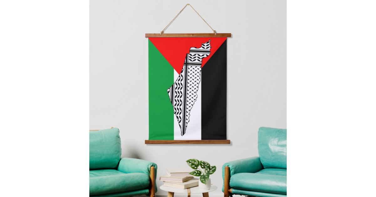 Palestine Flag and Map with Keffiyeh Pattern Hanging Tapestry | Zazzle