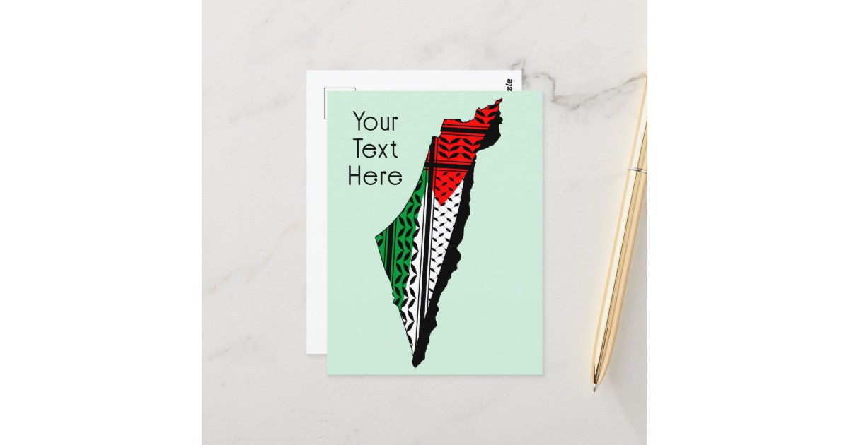 Palestine Map whith Flag and Keffiyeg Pattern Postcard | Zazzle