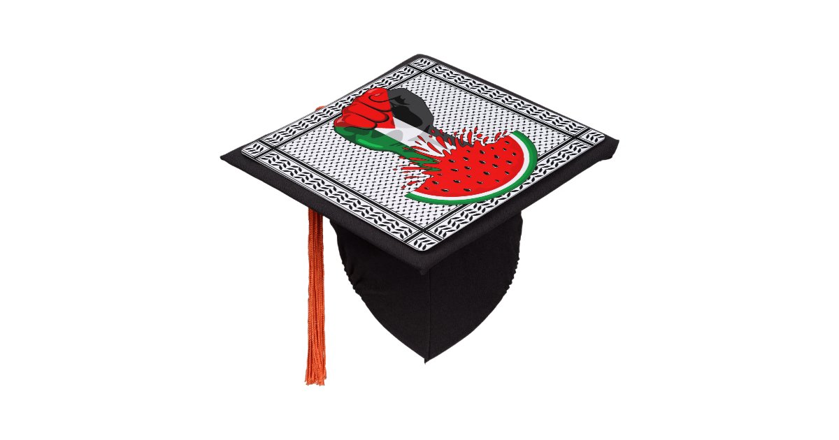 Palestine resistance fist on Watermelon Symbol Graduation Cap Topper ...