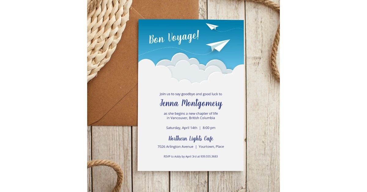 Paper Airplane Going Away Farewell Party Invitation | Zazzle