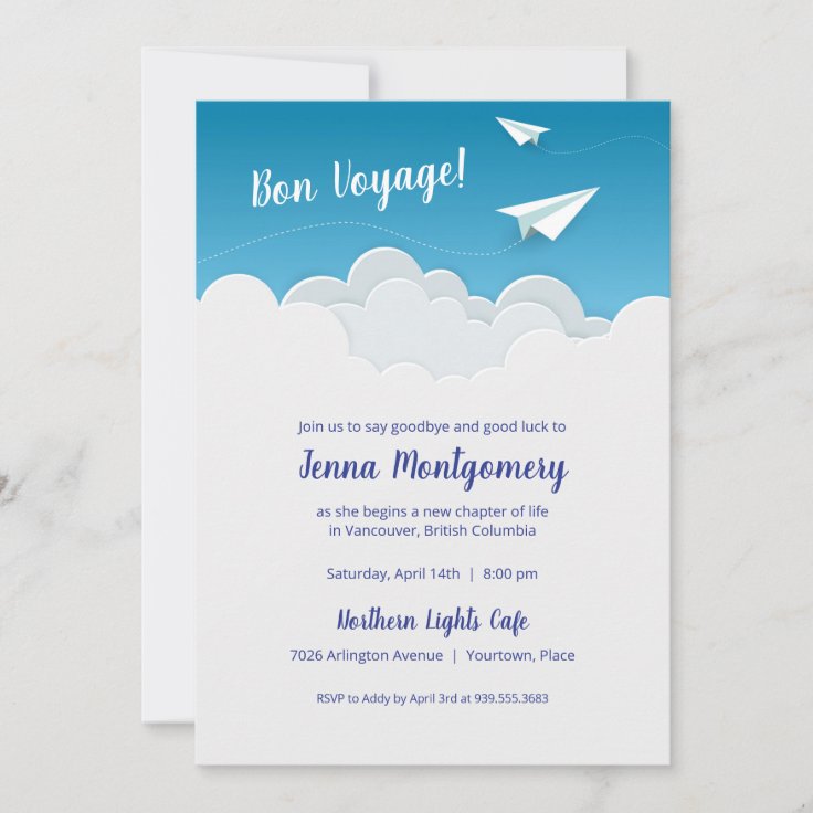 Paper Airplane Going Away Farewell Party Invitation | Zazzle