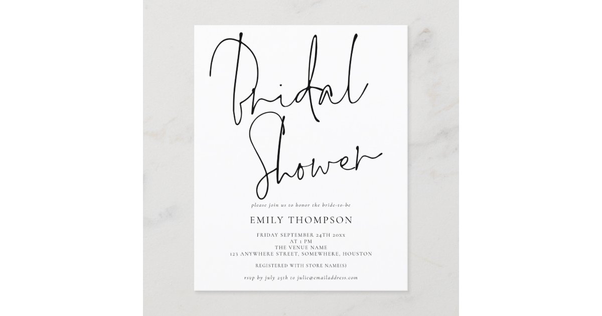 Papier Budget Élégant Script Bridal Shower Invitation | Zazzle.ca