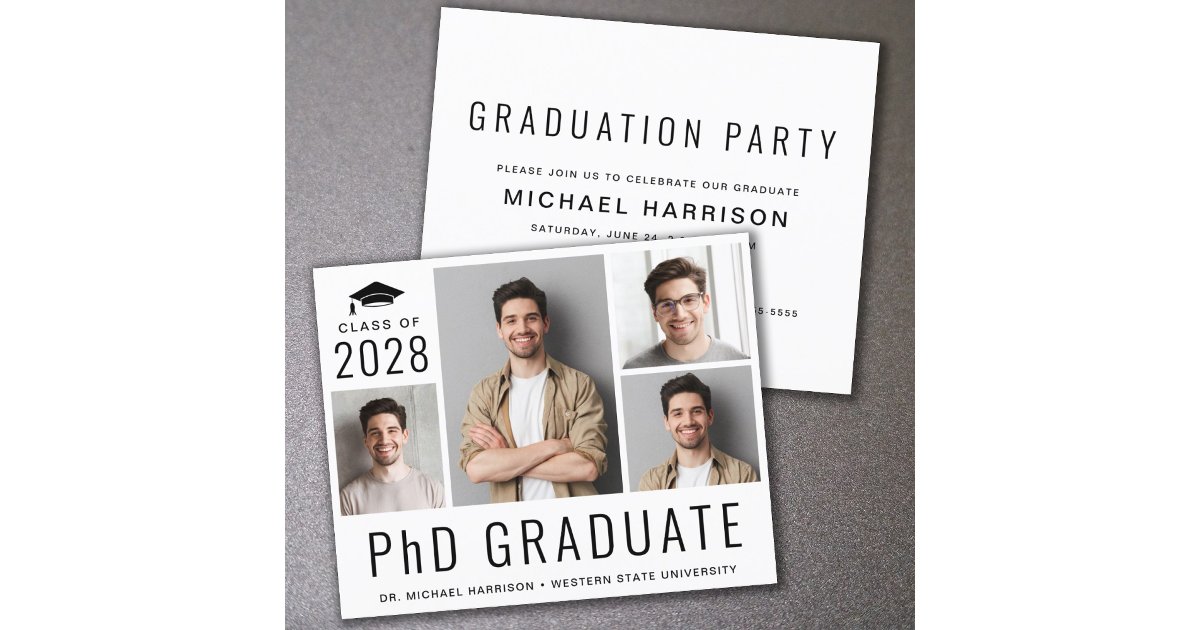 Papier Budget PhD Photo Graduation Party Invitation | Zazzle.ca