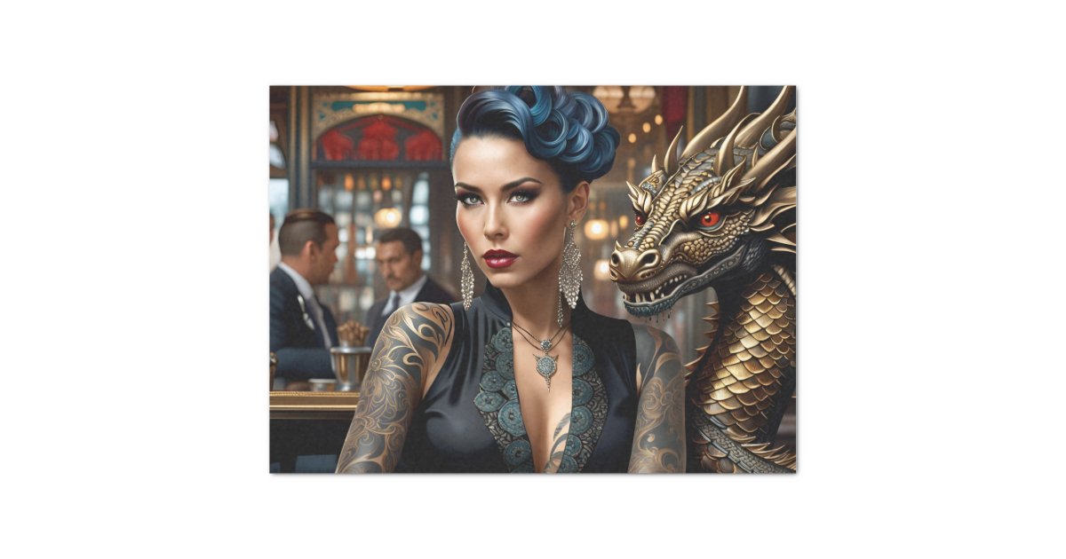 Papier Mousseline Elégant Patron De Lady Avec Tatouage Et Découpage ...