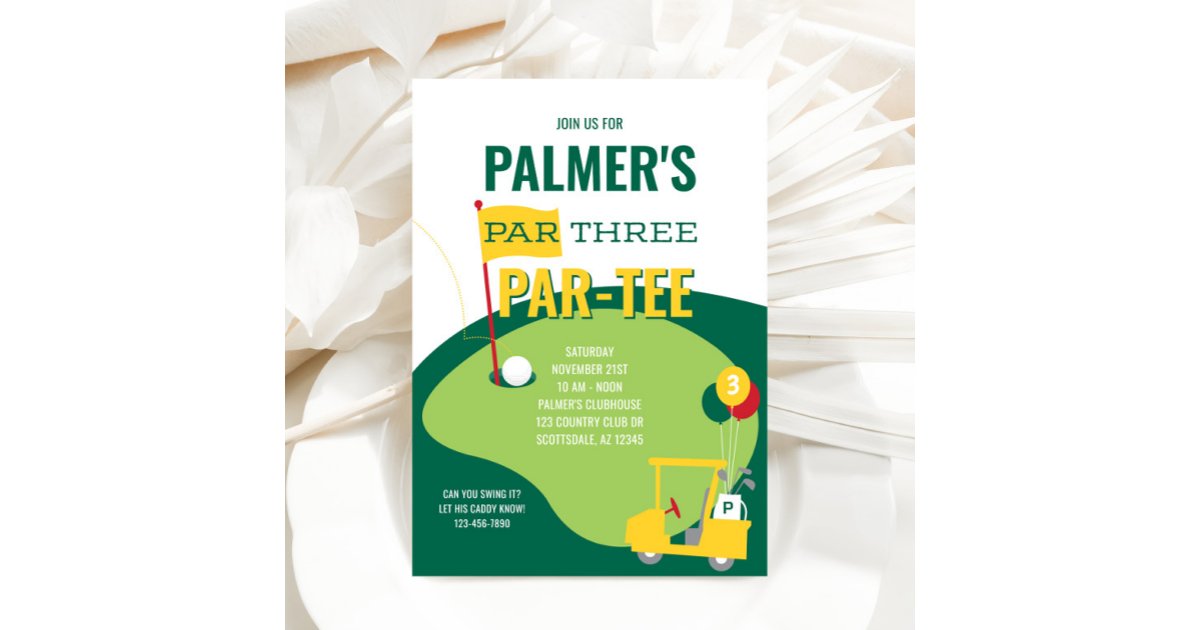Par 3 Par-tee 3rd Birthday Invitation | Zazzle