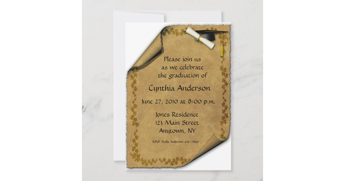 Parchment Scroll Graduation Invitation | Zazzle