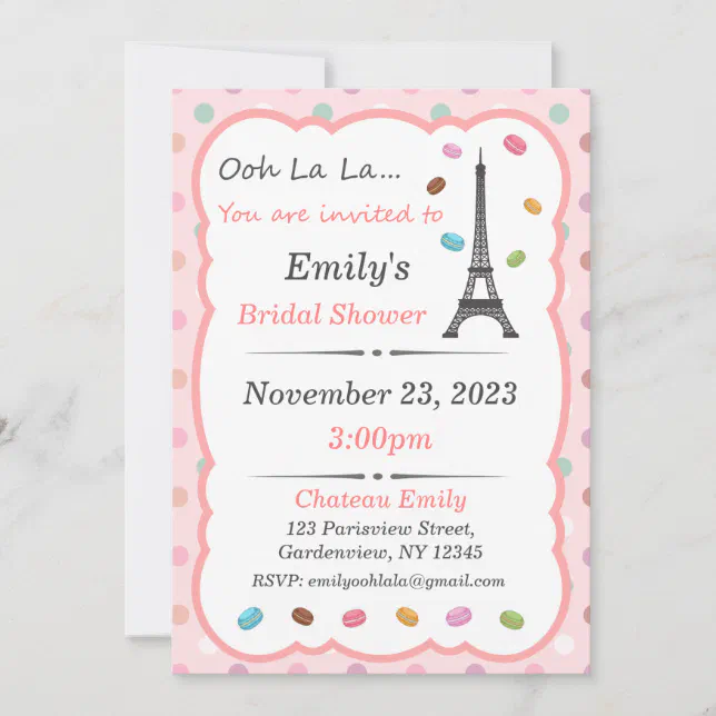 Paris Invitation, French Theme Invite, Macarons Invitation | Zazzle