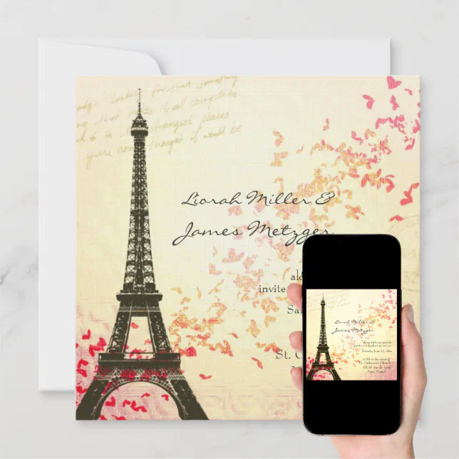 Paris Themed Wedding Invitation | Zazzle
