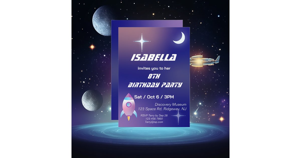 Pastel Outer Space Birthday Invitation | Zazzle
