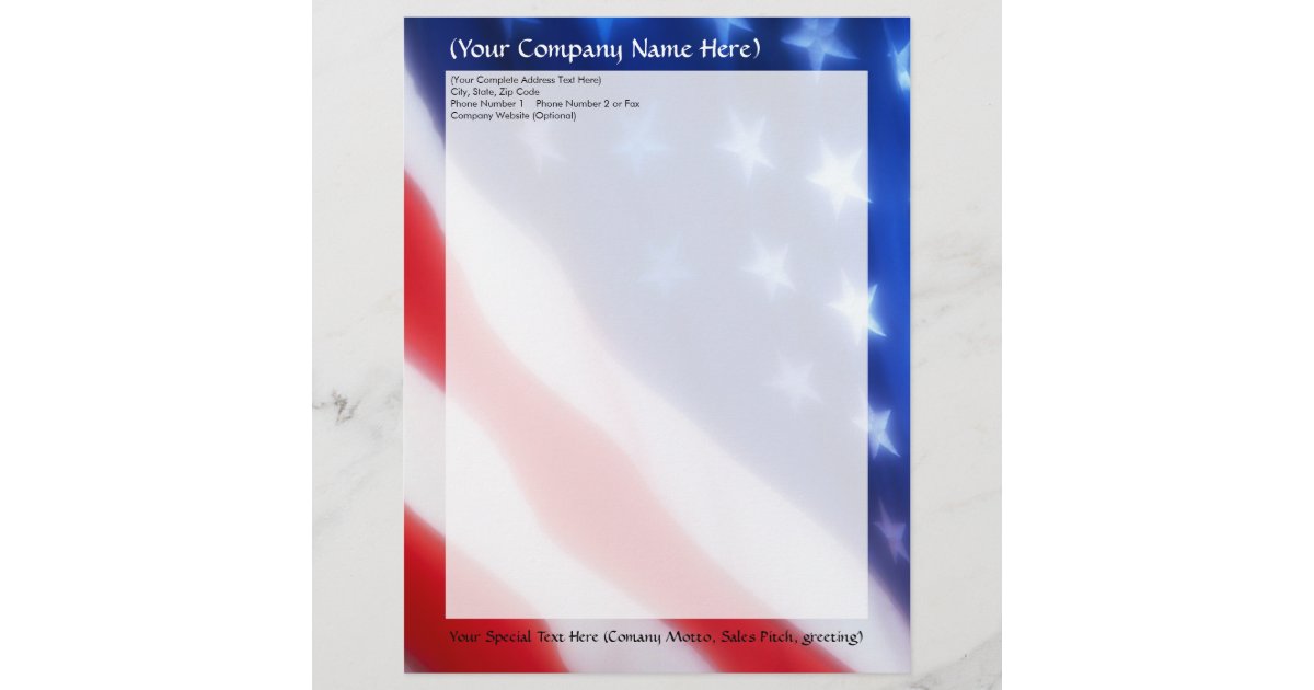 Patriotic American Flag Letterhead | Zazzle