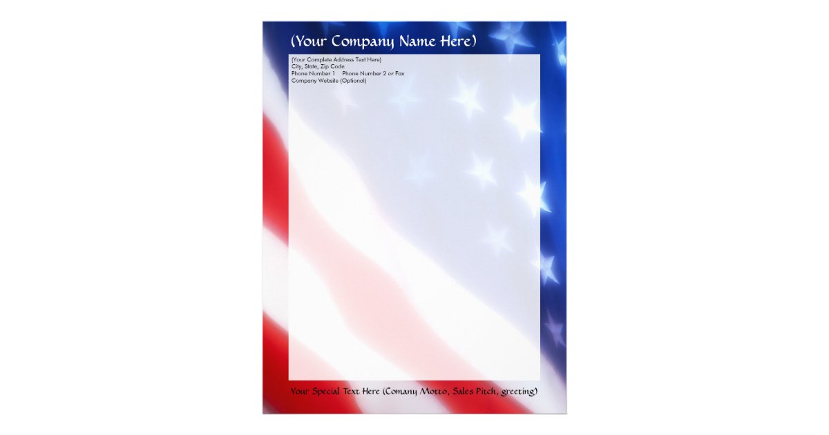 Patriotic American Flag Letterhead | Zazzle.ca