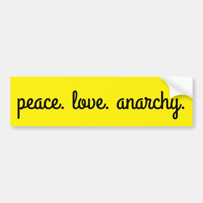 Peace Love Anarchy: Typography Black and Yellow Bumper Sticker | Zazzle.ca