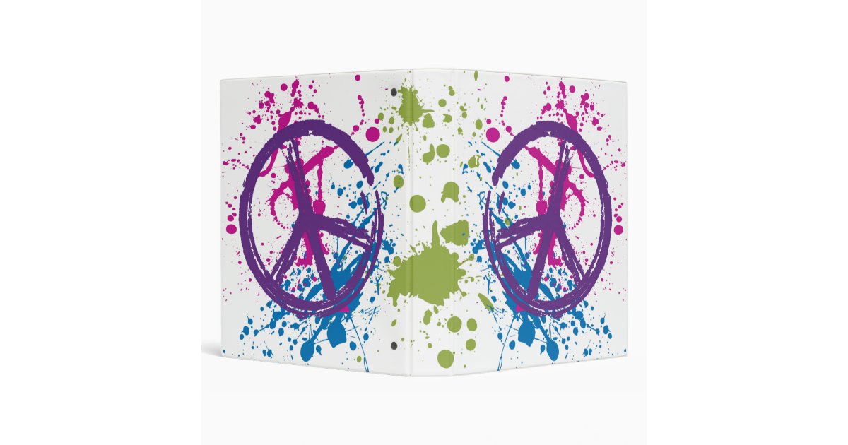 PEACE SIGN PAINT SPLATTER BINDER | Zazzle