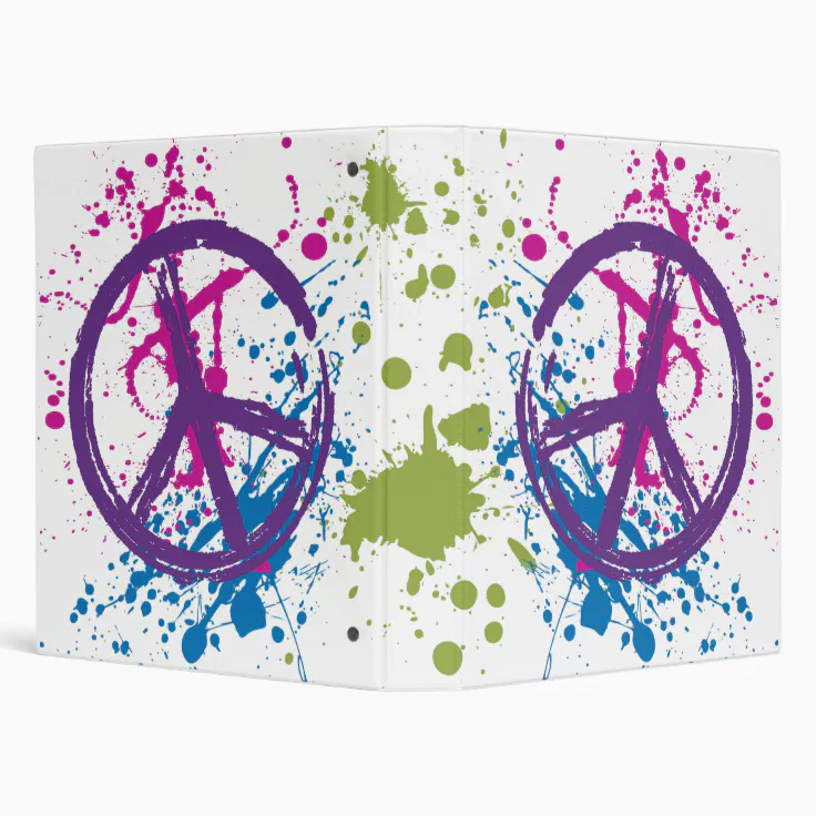 PEACE SIGN PAINT SPLATTER BINDER | Zazzle