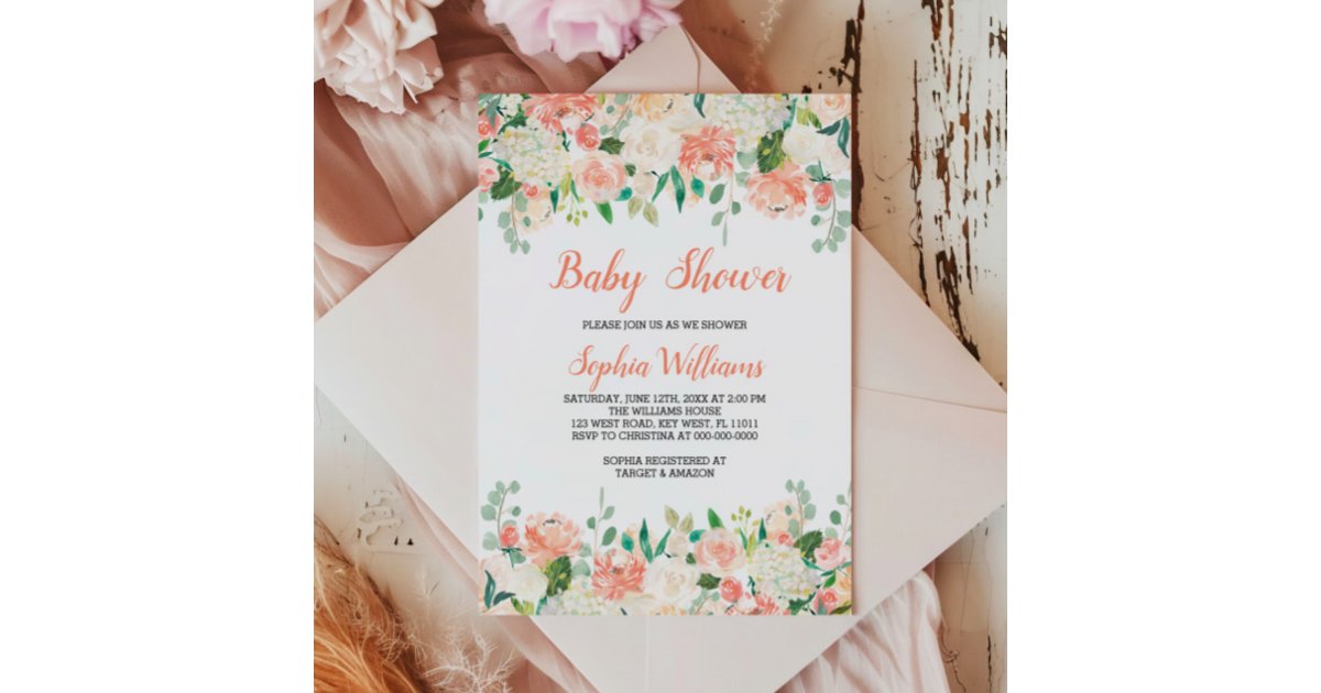 Peaches And Cream Baby Shower Invitation | Zazzle