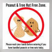 Peanut & Tree Nut Free Zone Food Allergy Print | Zazzle