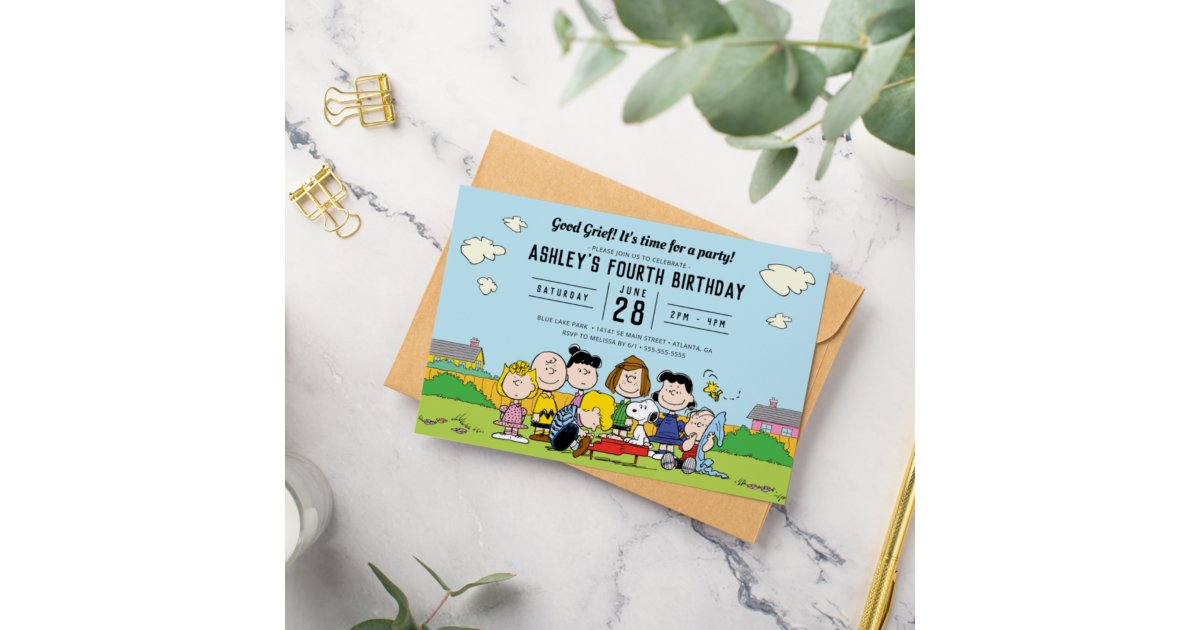 Peanuts | Charlie Brown and Gang Birthday Invitation | Zazzle