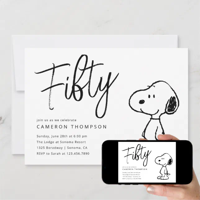 Peanuts Snoopy - 50th Birthday Invitation | Zazzle