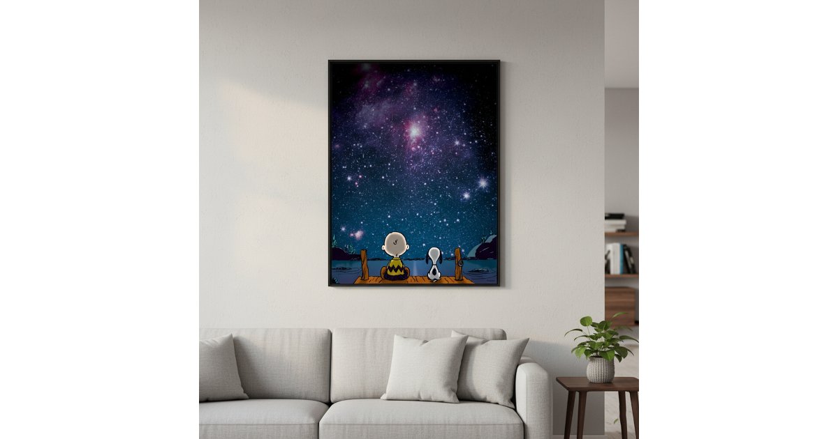 Peanuts | Snoopy & Charlie Brown Star Watching Poster | Zazzle