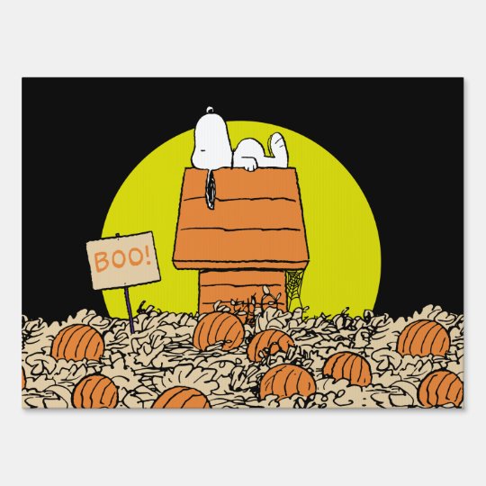 Peanuts | Snoopy Napping in the Pumpkin Patch Garden Sign | Zazzle.ca
