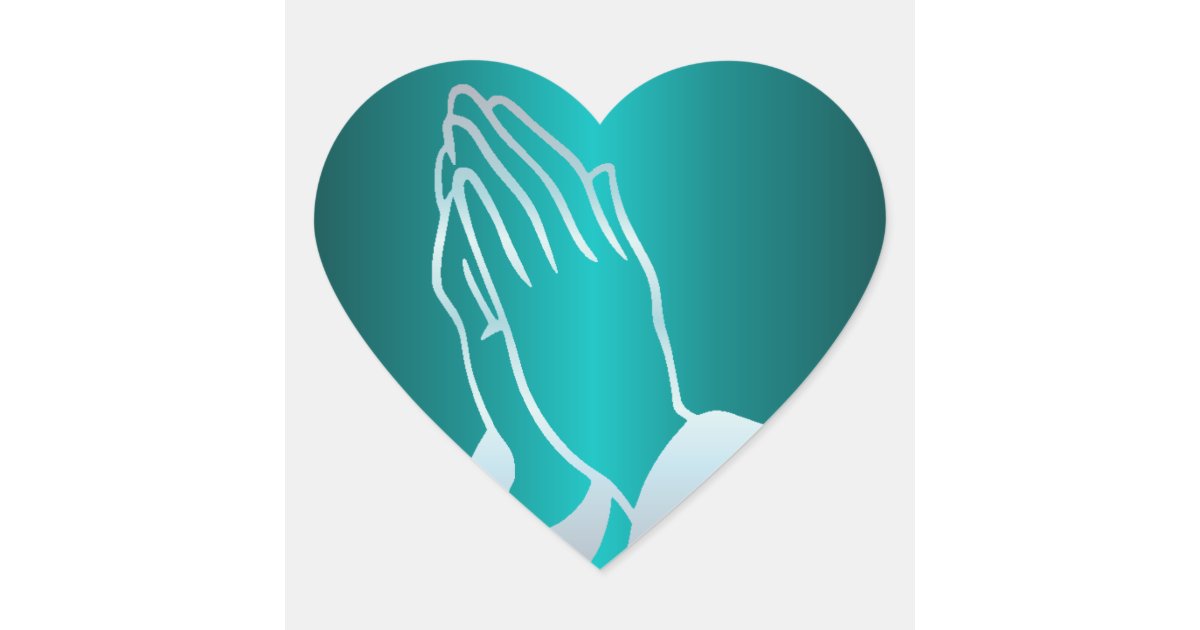 Pearly Praying Hands Heart Sticker | Zazzle
