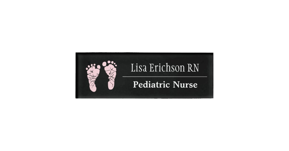 Pediatric Nurse Black Pink Name Tag Personalized | Zazzle
