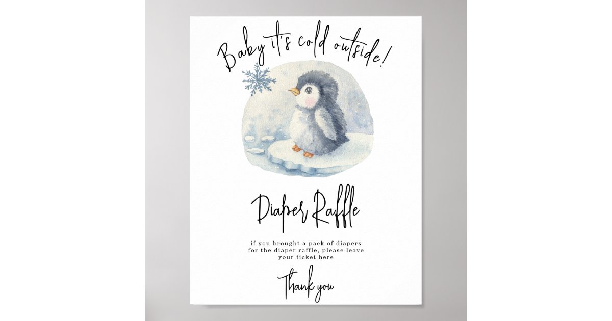 Penguin - Diaper Raffle game Poster | Zazzle