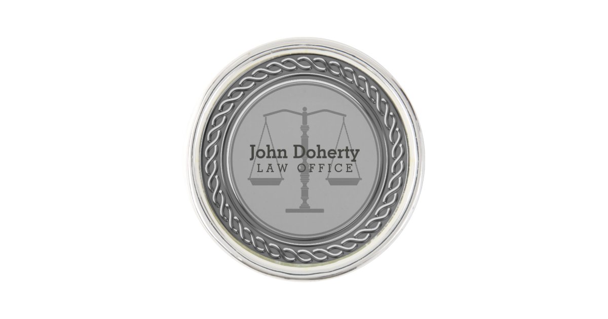 Personalizable Elegant Grey Scales of Justice Lapel Pin | Zazzle