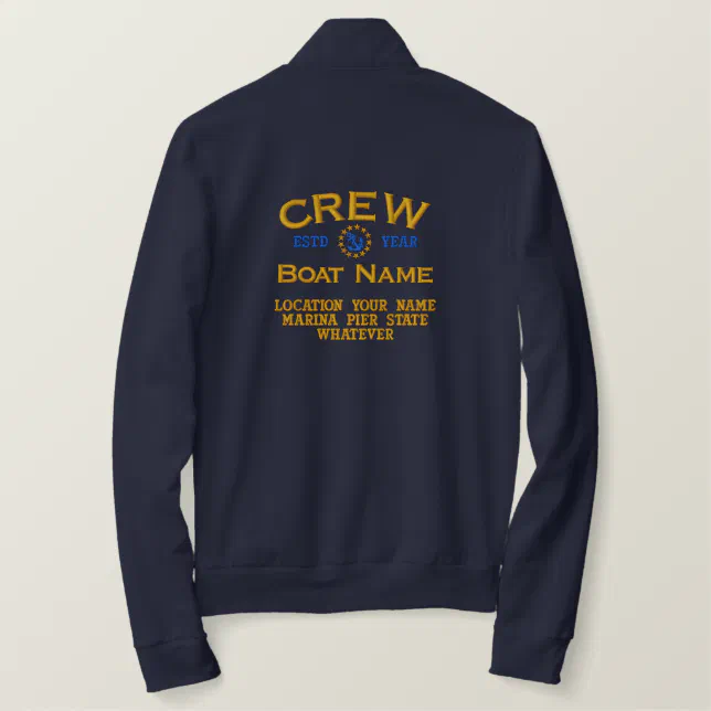 Personalizable YEAR and Names Crew Yacht Flag Embroidered Jacket | Zazzle