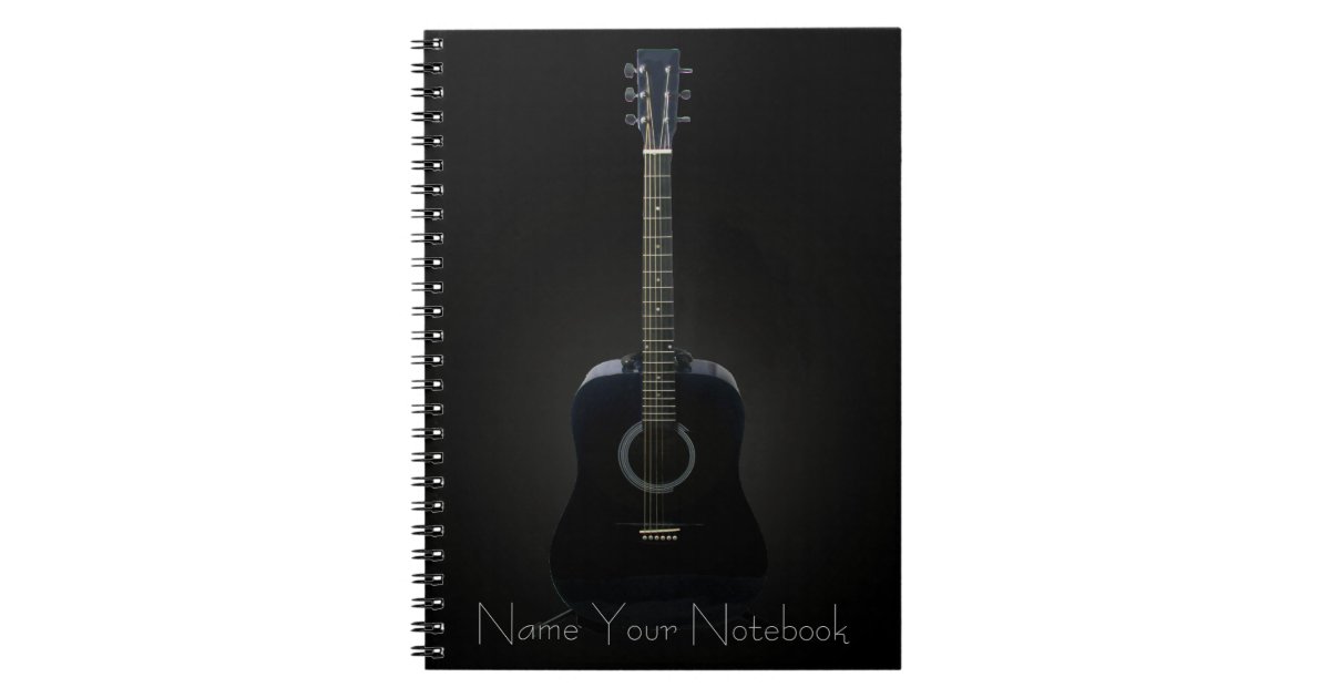 Personalized Black Acoustic Guitar Music Notebook | Zazzle