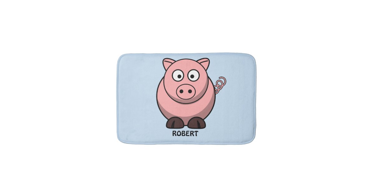 Personalized customized Animal Pig Blue Bath Mat | Zazzle