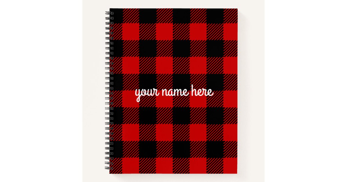 Personalized Red Buffalo Plaid Notebook | Zazzle