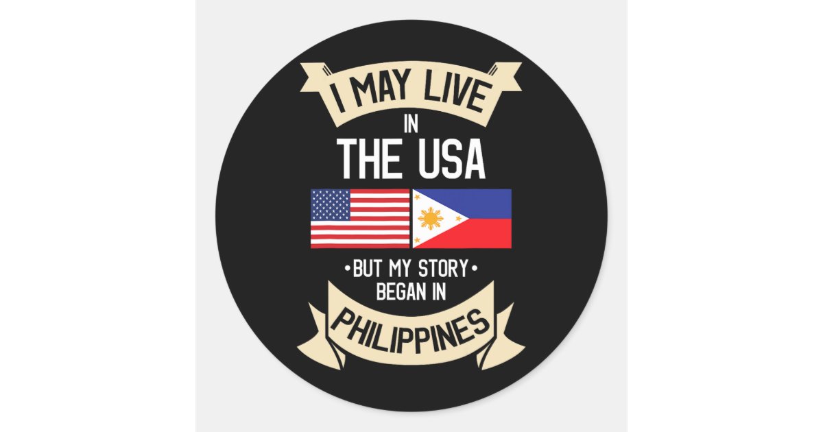 Philippines American Flag Usa Filipino Roots Gifts Classic Round ...