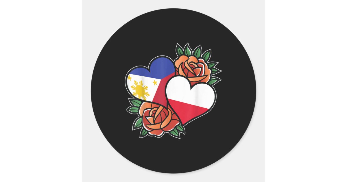 Philippines Poland Flag Heart Half Filipino Half P Classic Round ...