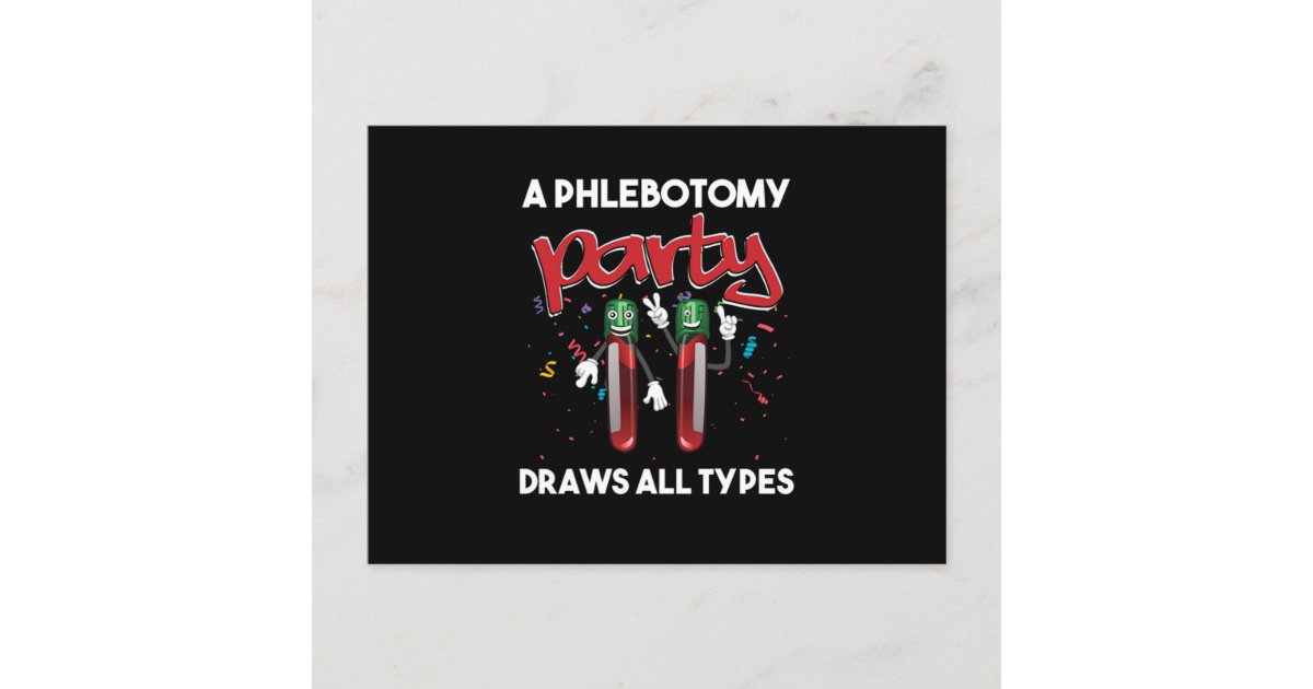 Phlebotomy Party Vacutainer Blood Phlebotomist Gif Postcard | Zazzle