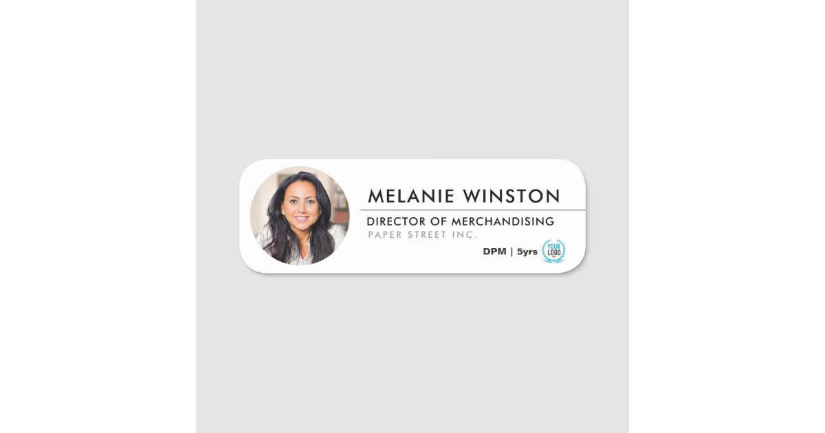 Photo | Logo Professional Simple Office Name Tag | Zazzle