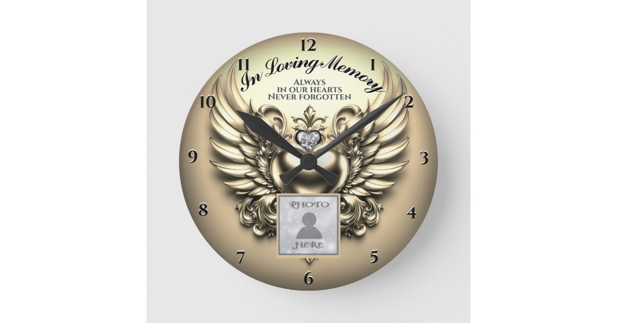 Photo Memorial in Loving Memory Round Clock | Zazzle