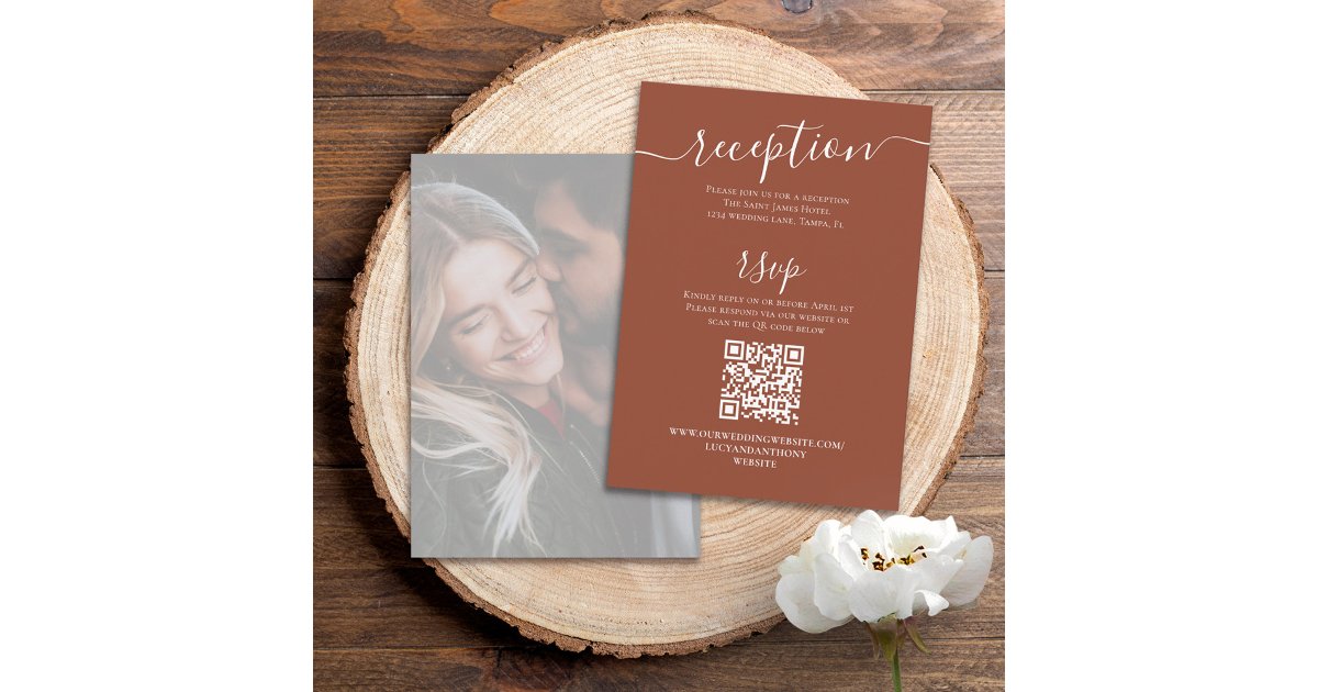 Photo QR Code Wedding Reception RSVP Online Enclosure Card | Zazzle