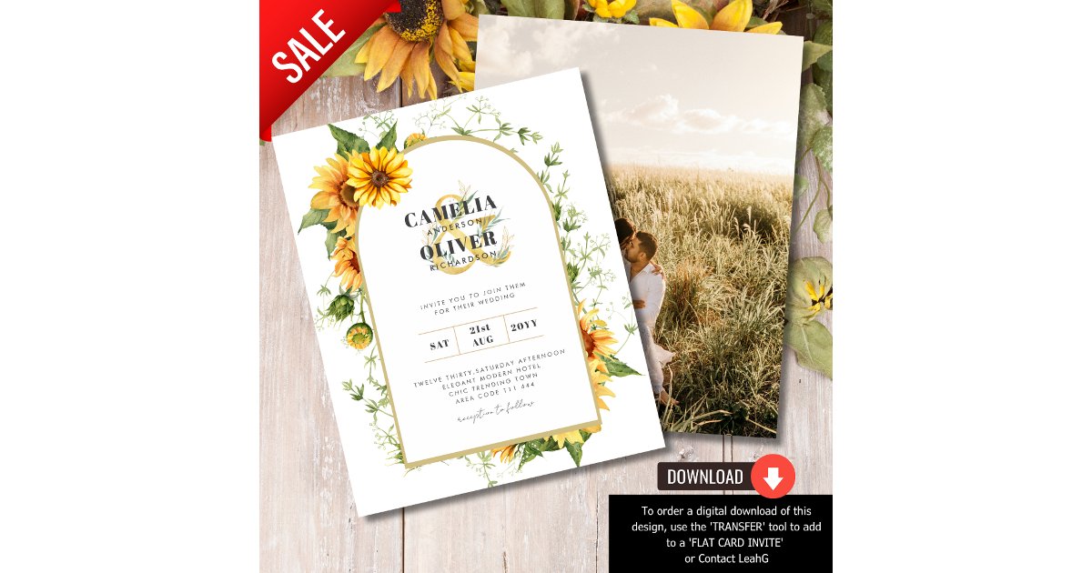 Photo Wedding Invitation with Sunflowers Flyer | Zazzle