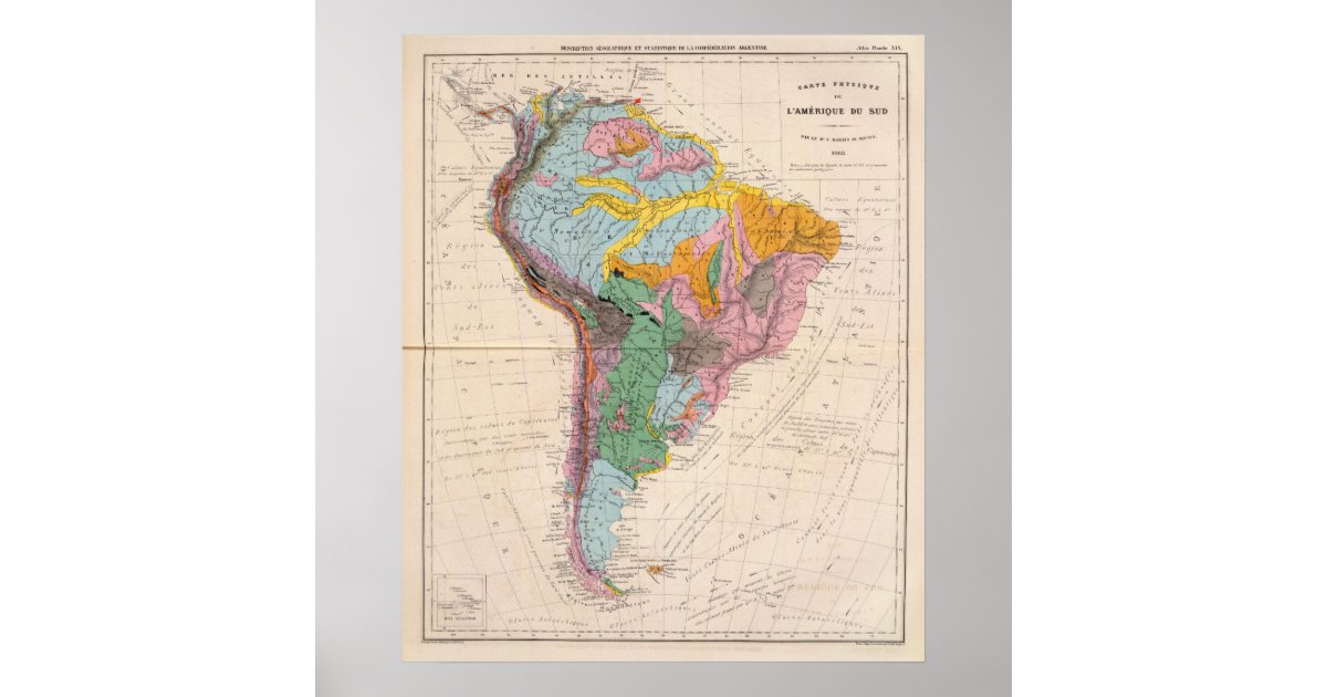 Physical Map of South America Poster | Zazzle