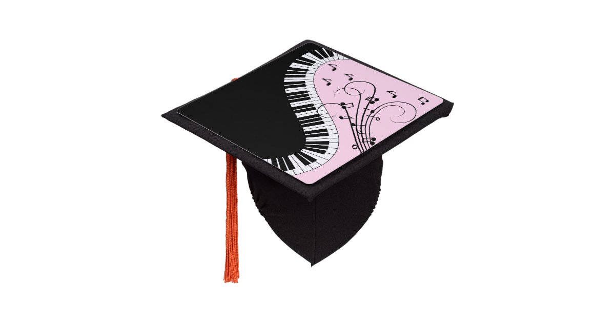 Piano Keyboard Black and White Music Design Pink Graduation Cap Topper ...