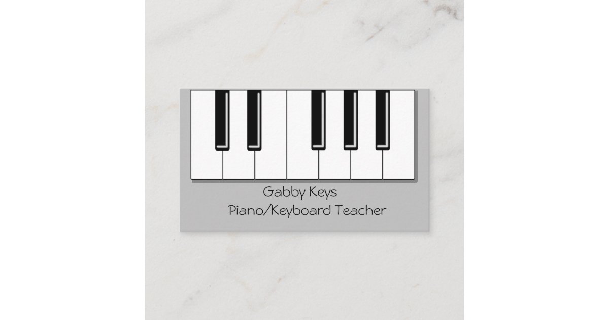 Piano Keys Print Cool Piano Keyboard Teacher Business Card | Zazzle