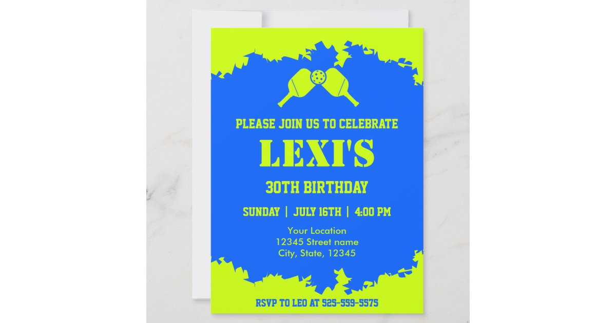 Pickleball Paddles Birthday Party Invitation | Zazzle