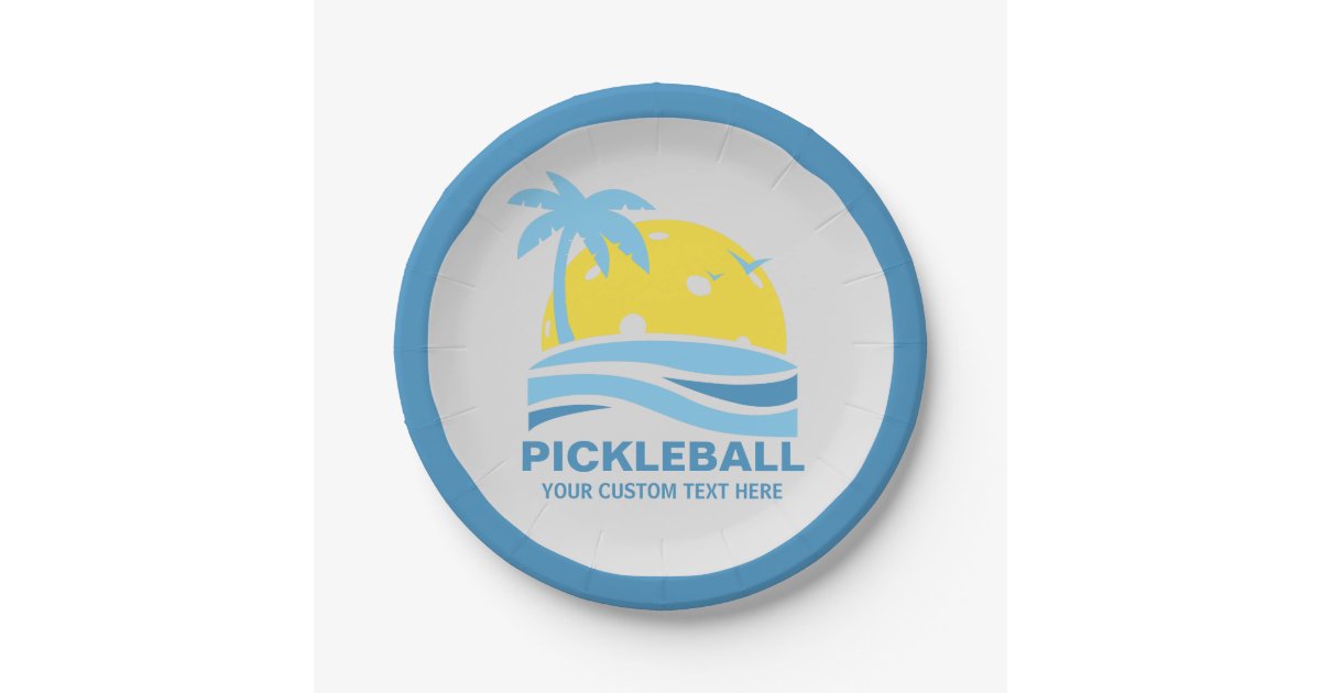Pickleball Sun Palm Trees Pickleball Party Custom Paper Plate | Zazzle