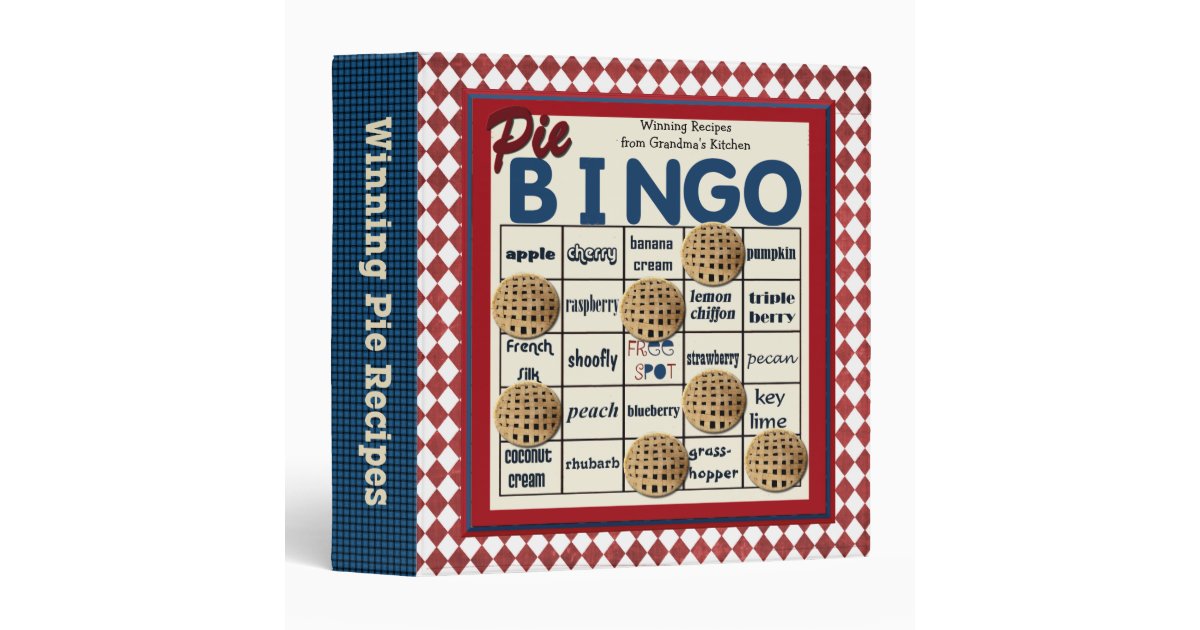 Pie Bingo Funny Recipe Binder | Zazzle